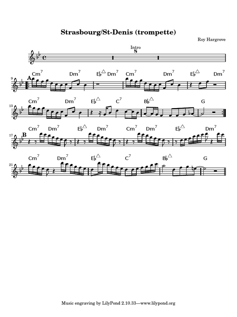 Strasbourg ST Denis (Lead Sheet) by Roy Hargrove | PDF