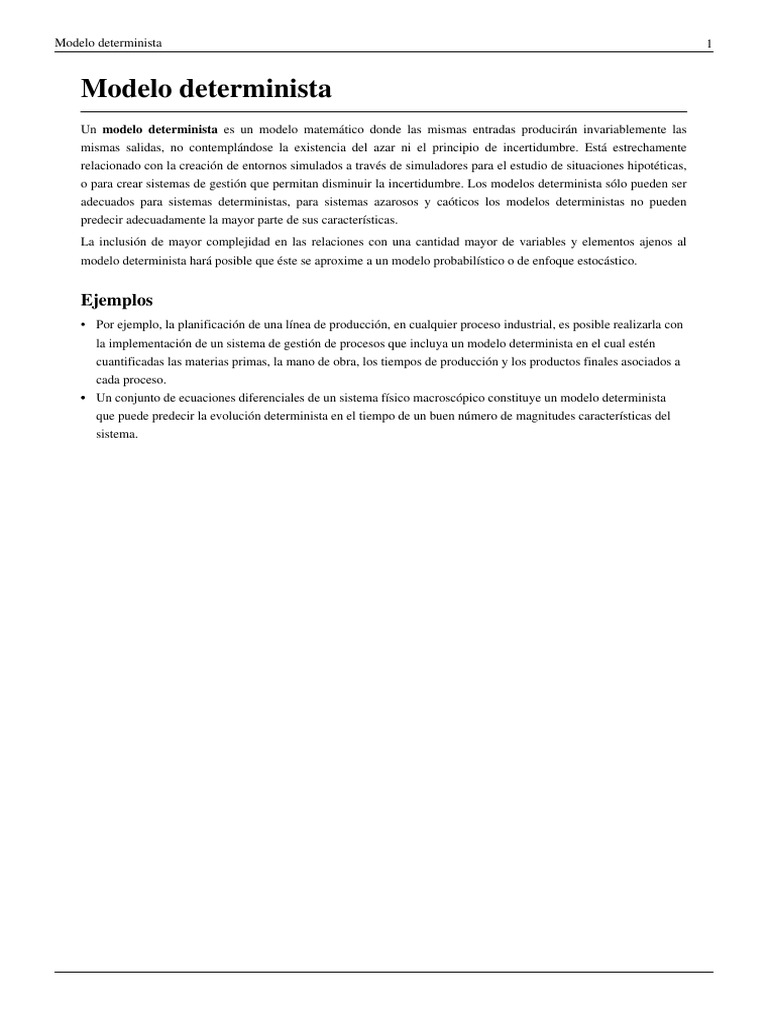Introducción al Modelo Determinista | PDF | Métodos y materiales de ...