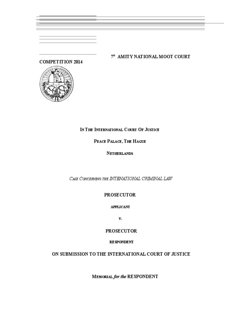 ICC Criminal Law Moot Memorial 2014 | PDF | International Criminal ...