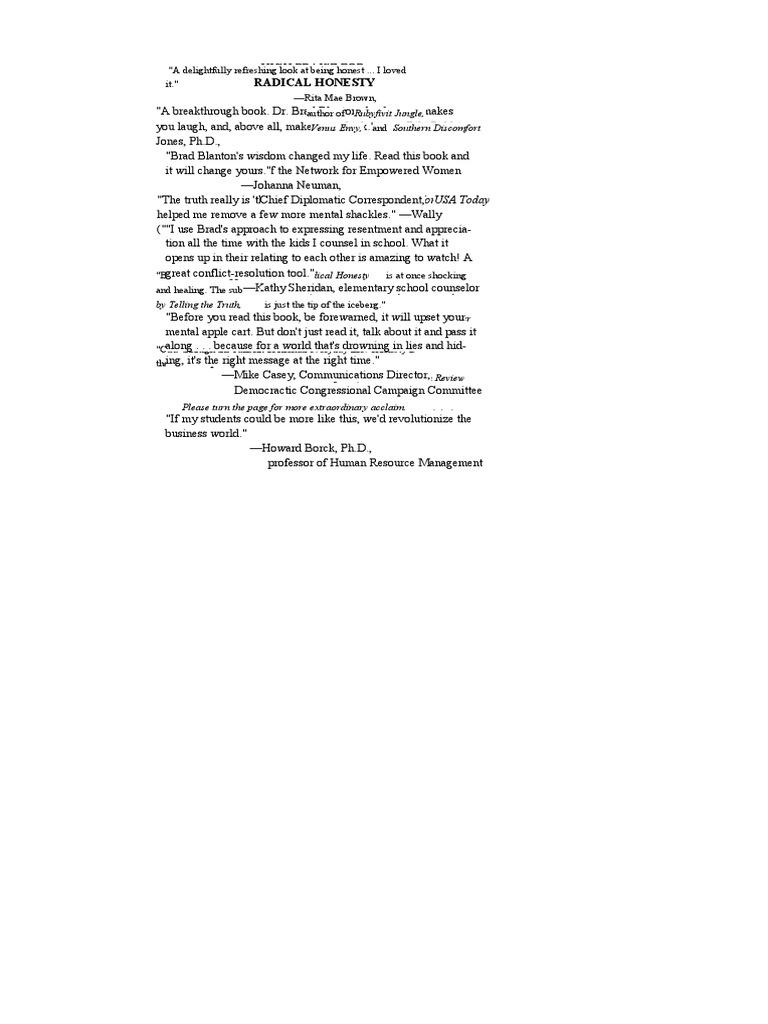 Brad Blanton Radical Honesty | PDF