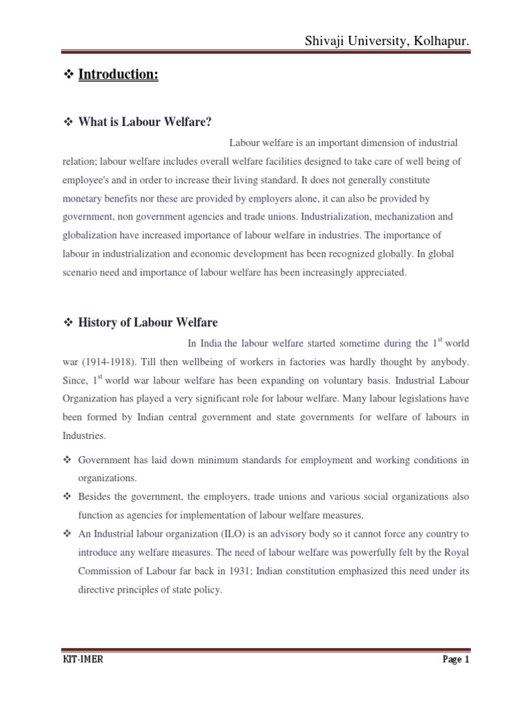 Labour Welfare | PDF | Trade Union | Welfare