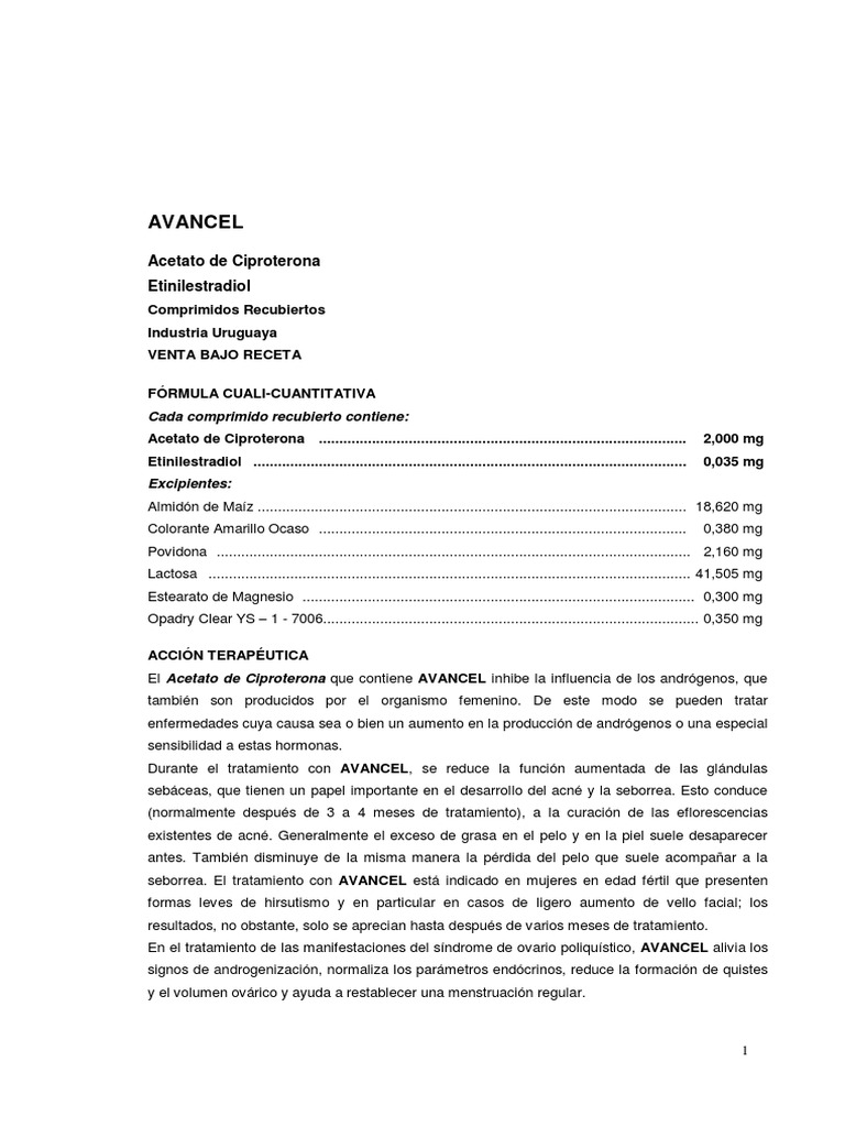 AVANCEL | PDF | Píldora anticonceptiva oral combinada | Control de la ...
