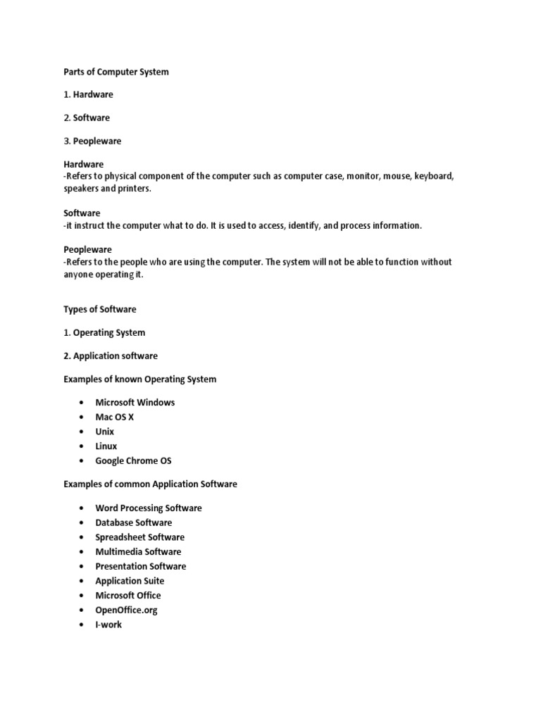 Parts of Computer System | PDF | Computer Hardware | Computer Keyboard