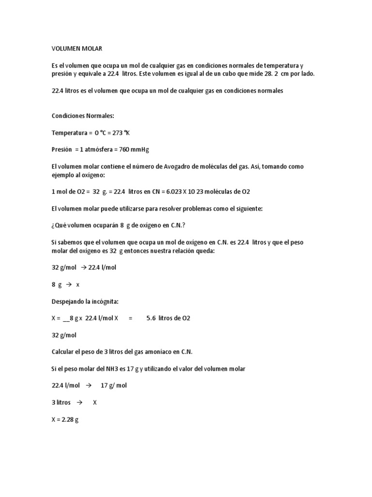 Volumen Molar | PDF