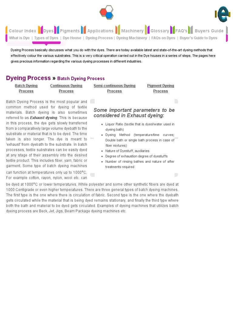 Batch Dyeing Process, Batch Dyeing Process For Textiles, Process of ...