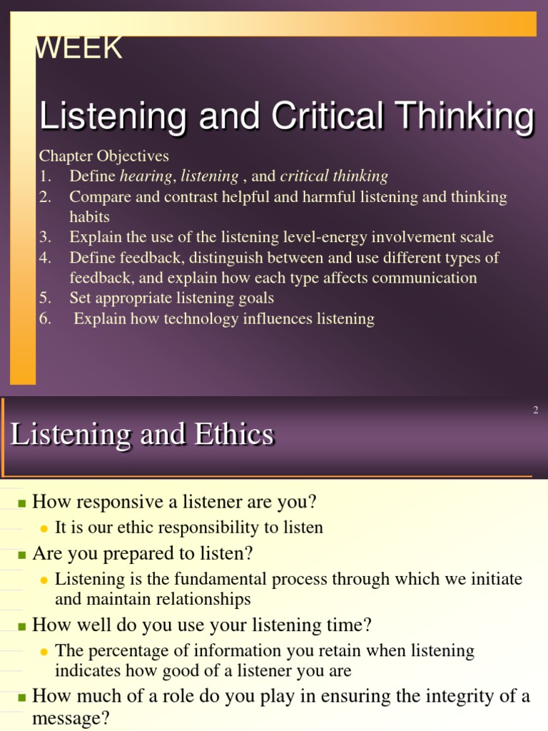 Listening & Critical Thinking | PDF | Thought | Attention