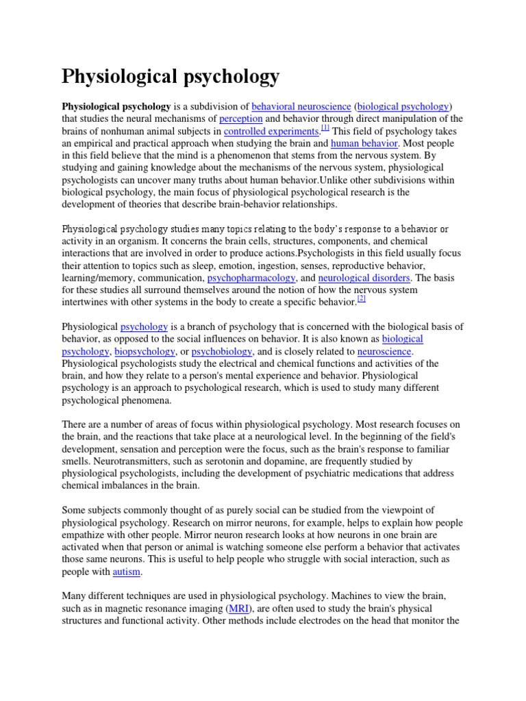 Physiological Psychology | PDF | Behavioral Neuroscience | Neuroscience