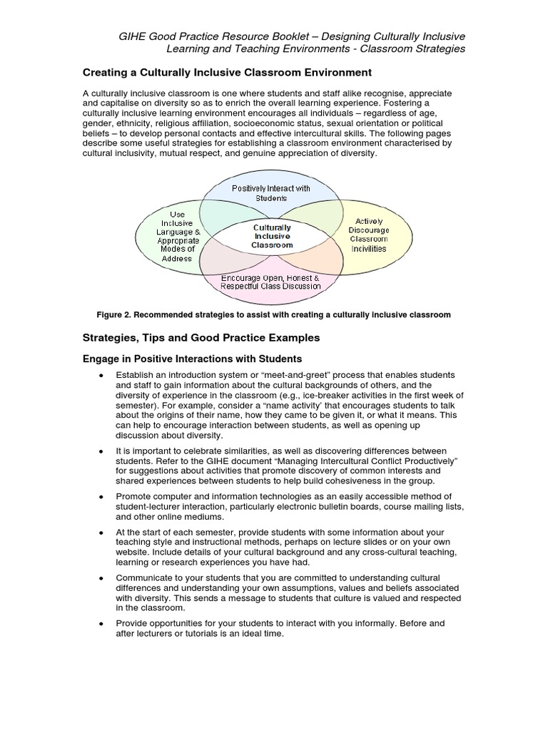 Culturally Inclusive Classroom Strategies | PDF | Inclusion (Education ...