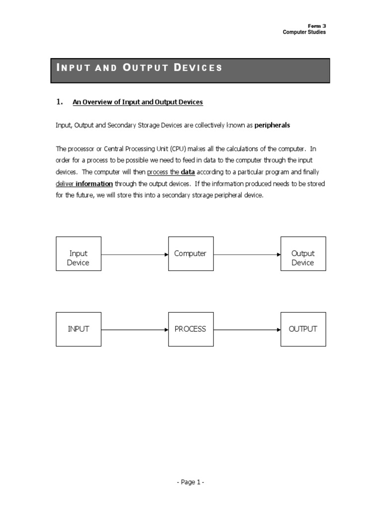 Computer Input and Output Devices | PDF
