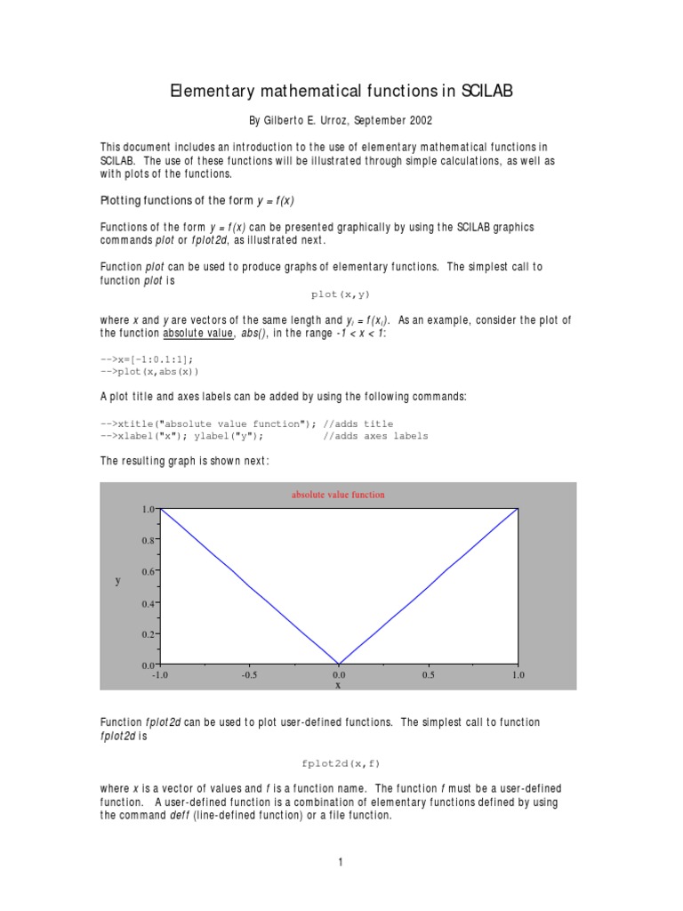 SCILAB Elementary Functions | PDF | Trigonometric Functions | Sine