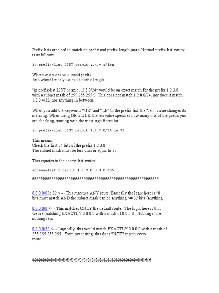 Prefix List | PDF | Network Protocols | Internet Protocols