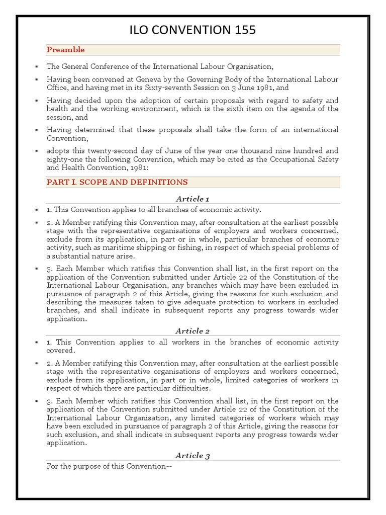 ILO COnvention 155 | PDF | International Labour Organization ...
