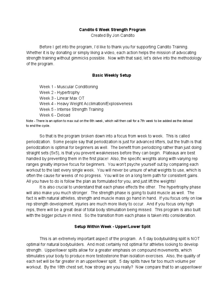 Candito 6 Week Strength Program | PDF