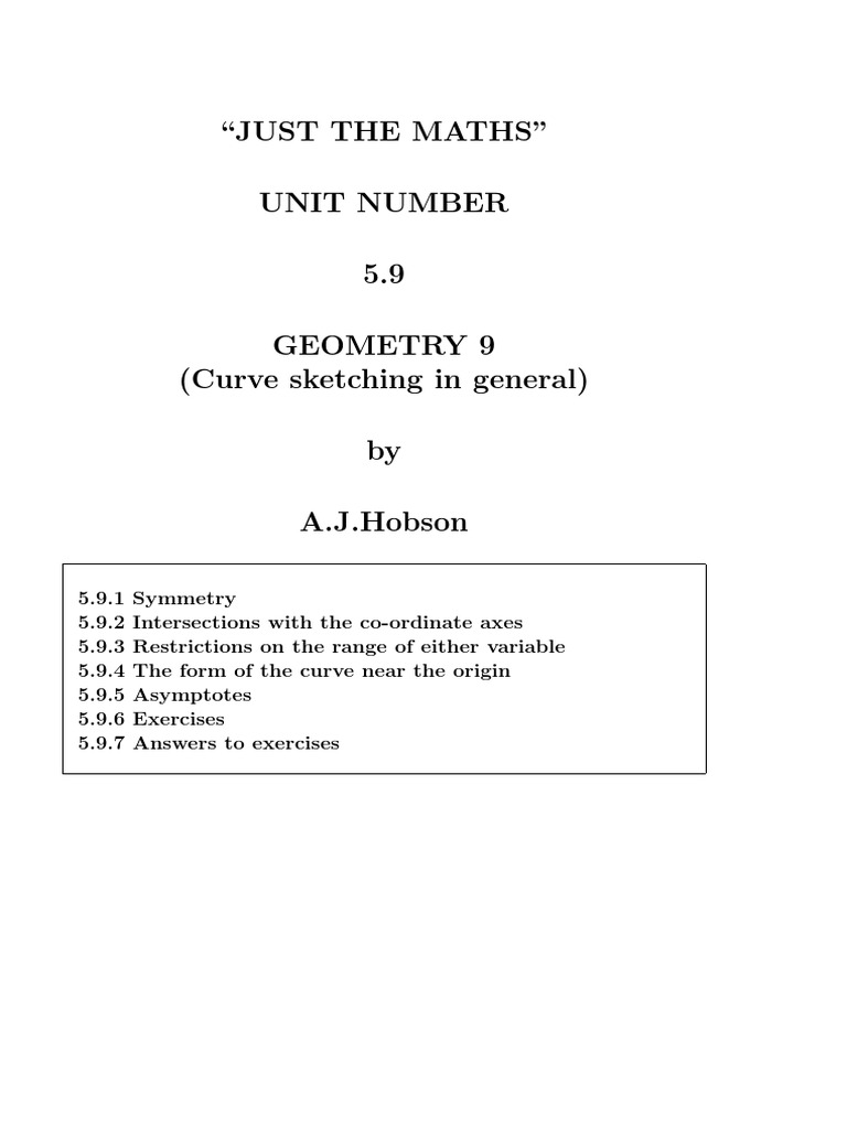 A Guide To Curve Sketching | PDF | Asymptote | Cartesian Coordinate System