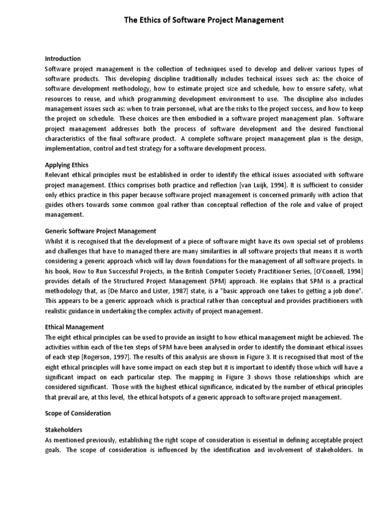 The Ethics of Software Project Management | PDF | Project Management ...