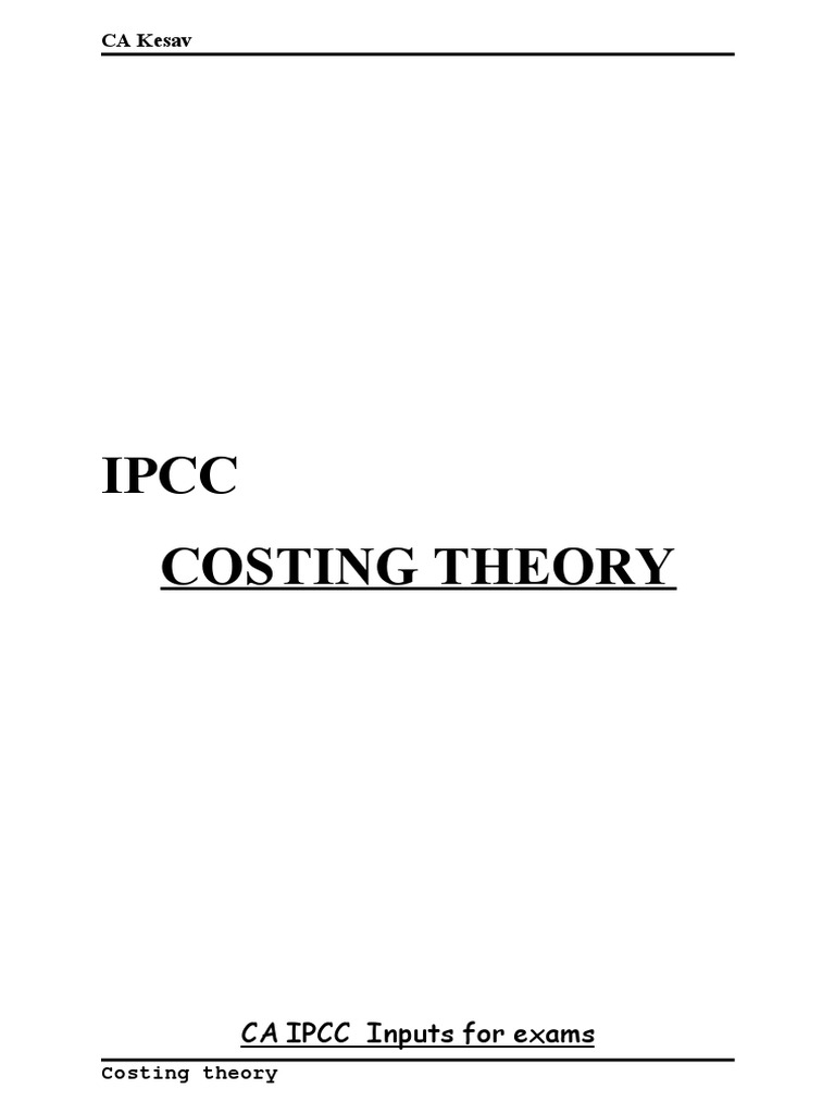 Costing Theory & Formulas & Shortcuts | PDF