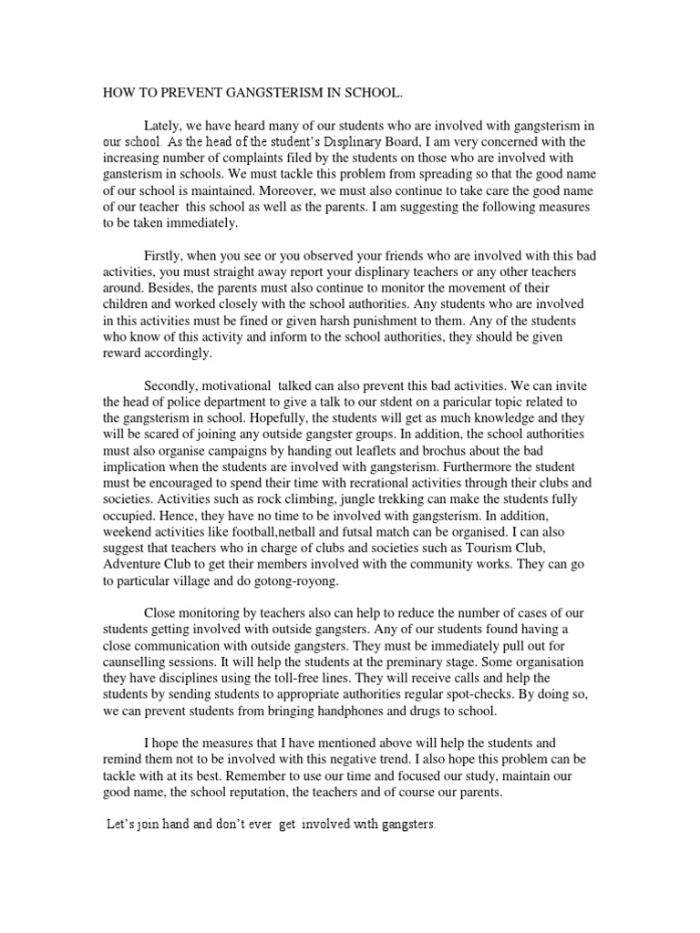 How To Prevent Gangsterism in School | PDF | Social Science