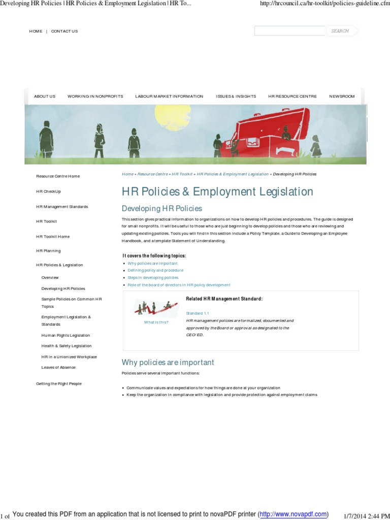 Developing HR Policies - HR Policies & Employment Legislation - HR ...