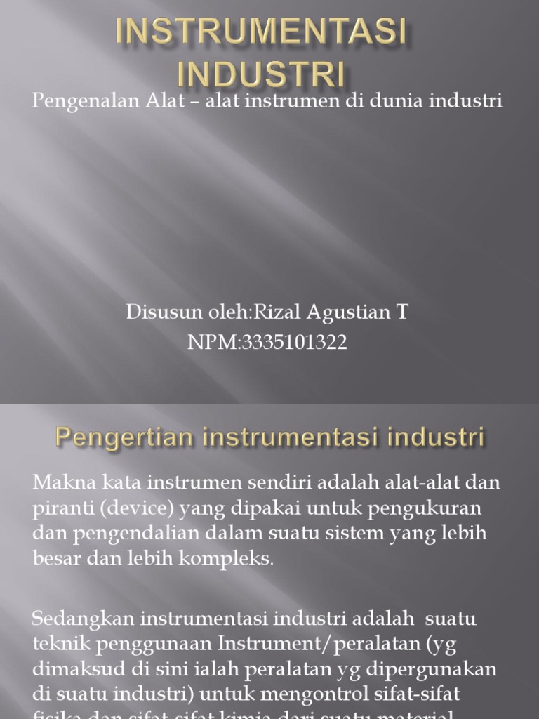 INSTRUMENTASI INDUSTRI (Pengenalan Alat Instrumen) | PDF