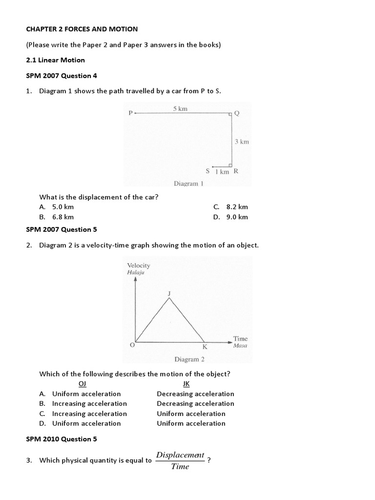Chapter 2 Forces and Motion (Exercise) | PDF | Collision | Force
