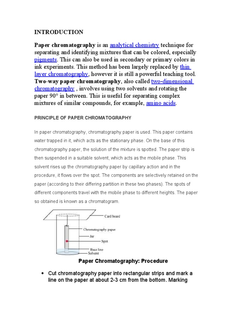Paper Chromatography: Separating Mixtures Using Capillary Action | PDF ...