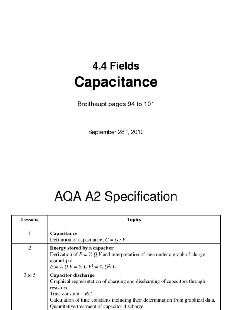 A2 44 Capacitance | PDF | Capacitor | Voltage
