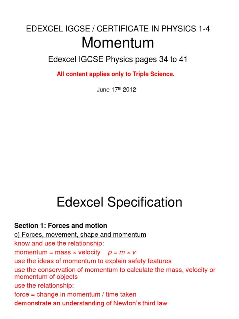 Igcse 14 Momentum | PDF | Momentum | Collision