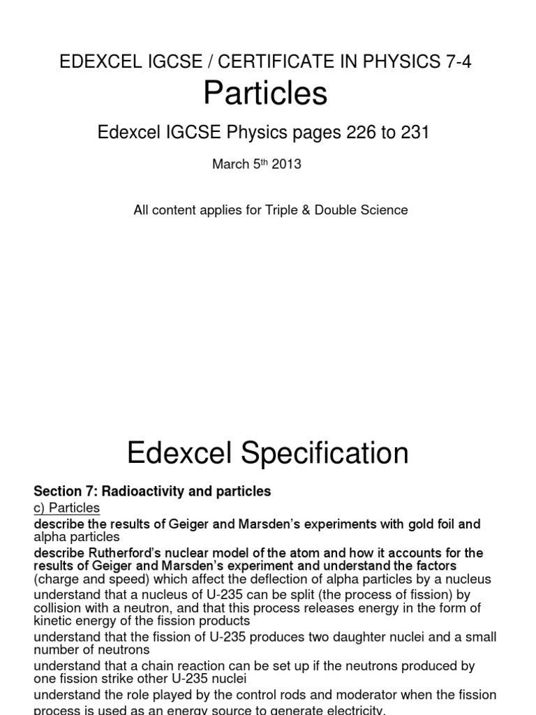 Igcse 74 Particles | PDF | Nuclear Fission | Nuclear Reactor