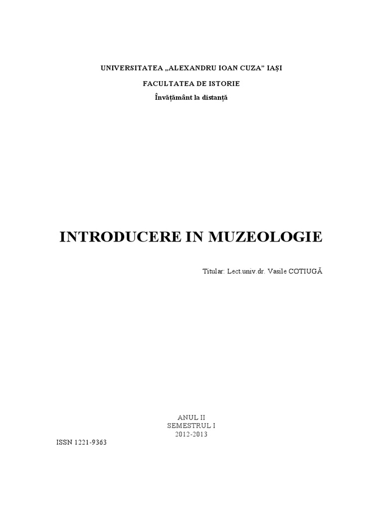 Introducere in Muzeologie | PDF