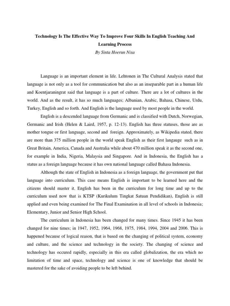 Technology Is The Effective Way To Improve Four Skills in English ...