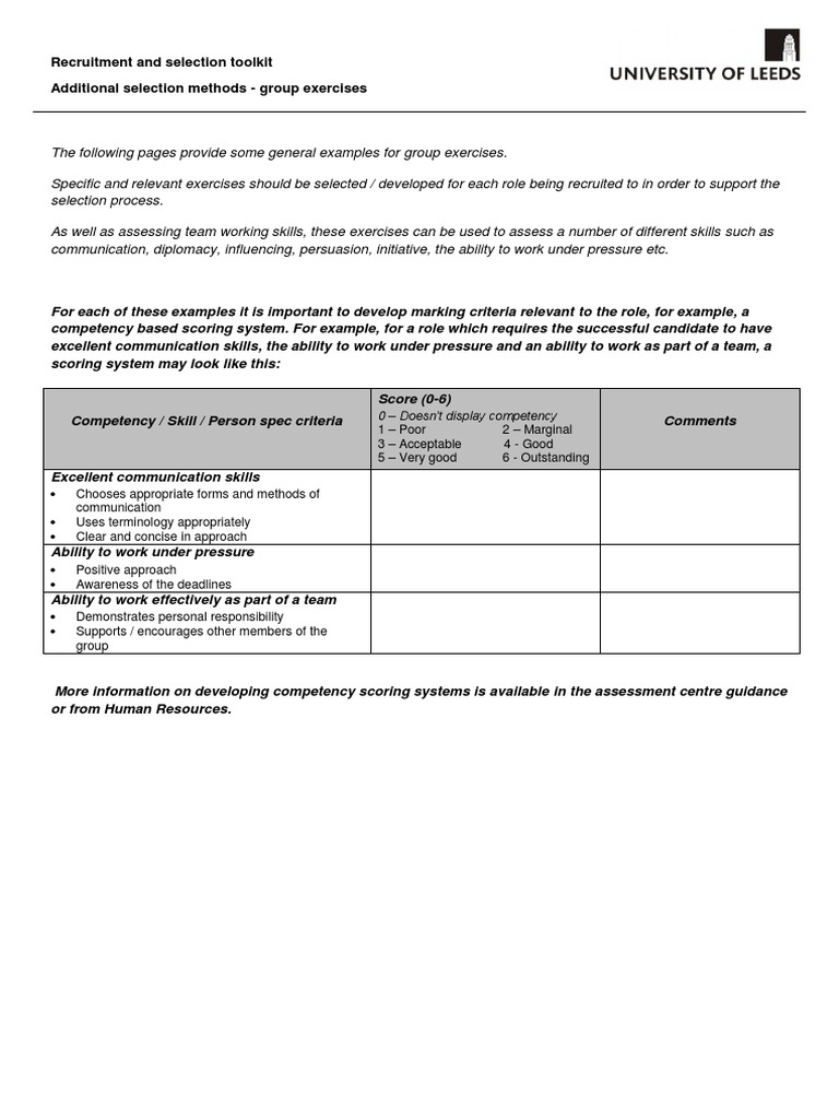 Group Exercises | PDF | Competence (Human Resources) | Strategic Management