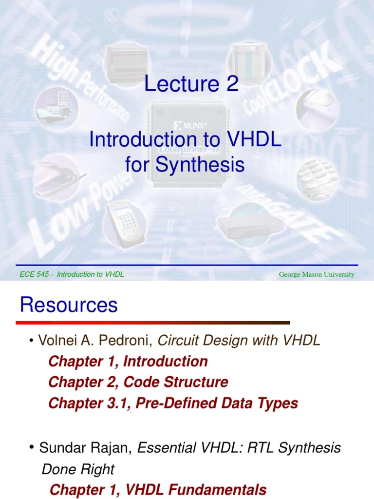 Lecture2 VHDL For Synthesis | PDF | Vhdl | Hardware Description Language
