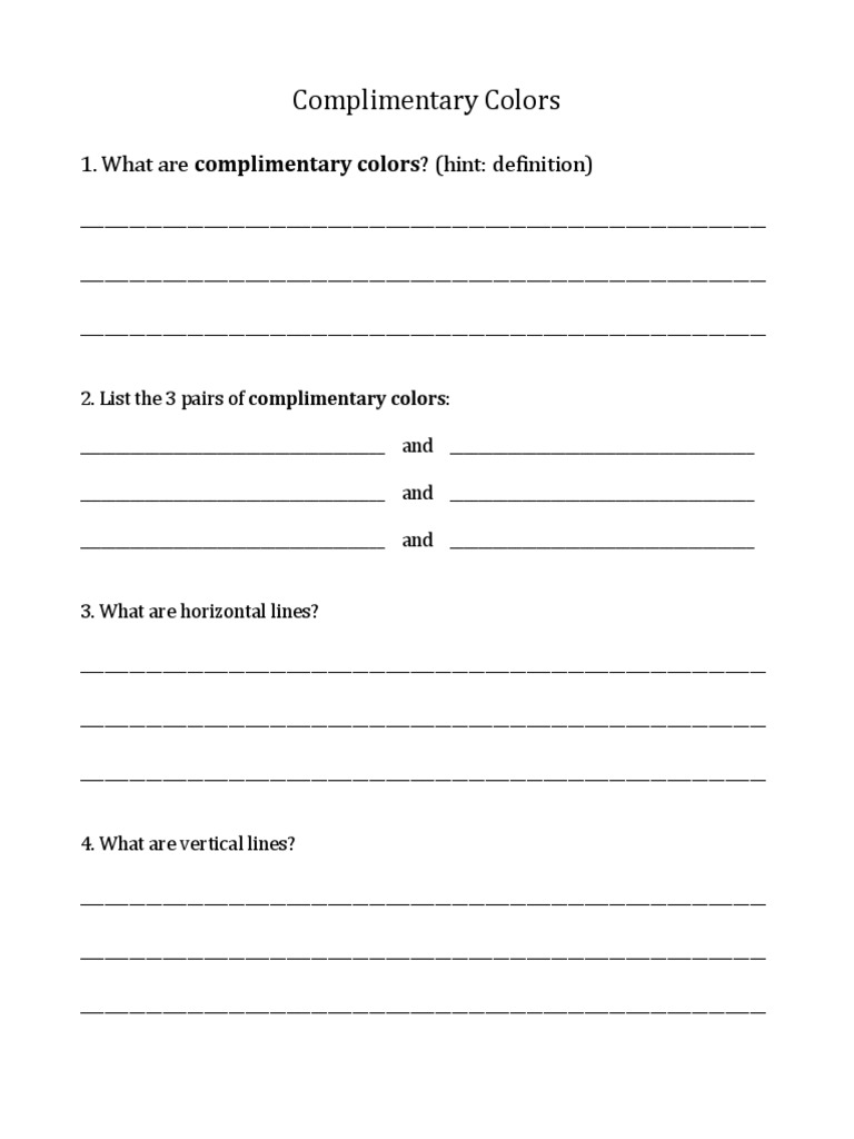 Complimentary Colors Quiz | PDF
