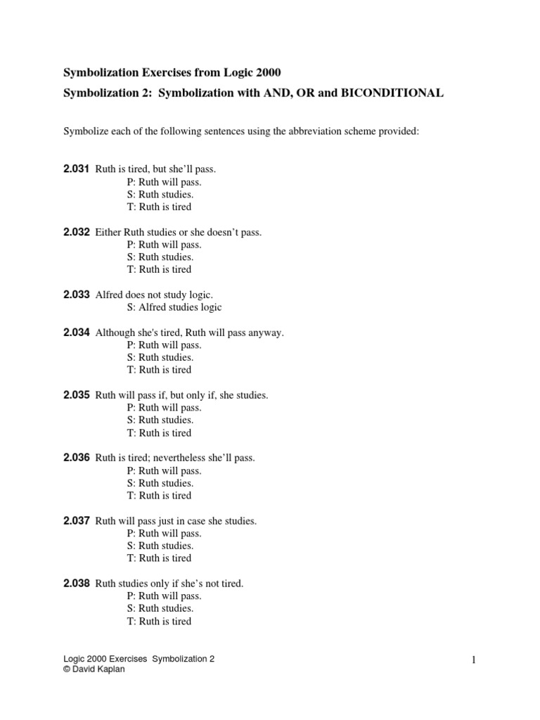 Symbolization Exercises From L2K | PDF | Logic | Teaching Mathematics