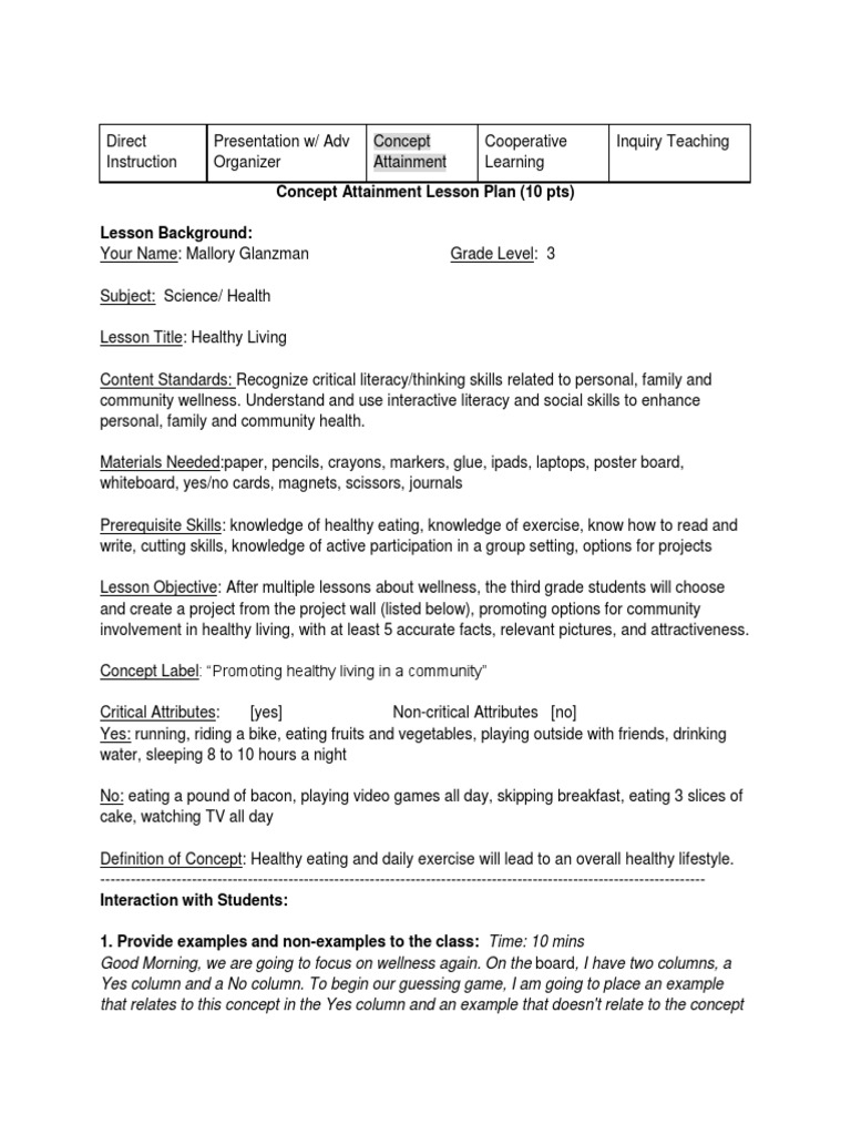 Concept Attainment Lesson | Lesson Plan | Gifted Education