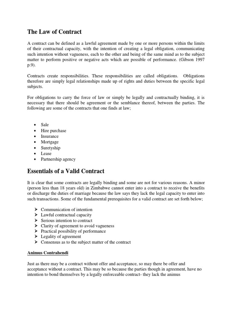 The Law of Contract | Offer And Acceptance | Legal Ethics