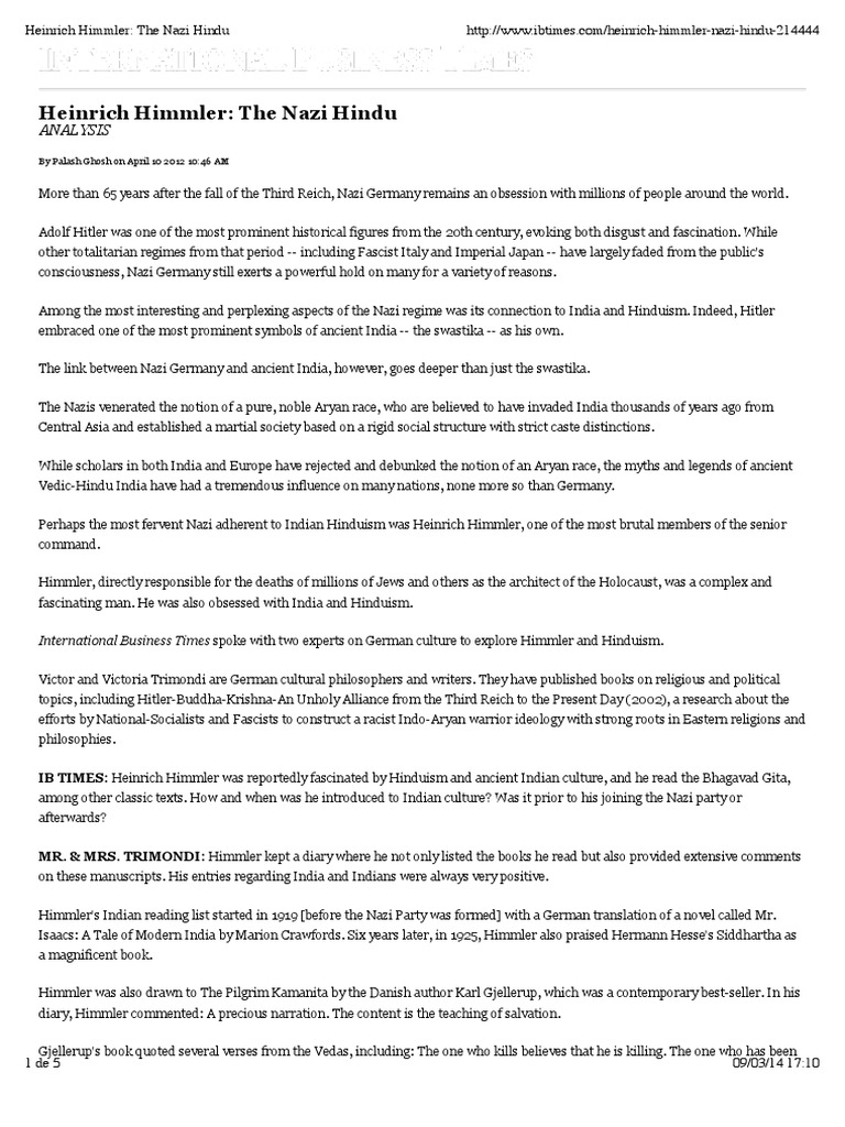 Himmler's Obsession with Hinduism | PDF | Heinrich Himmler | Nazi Party