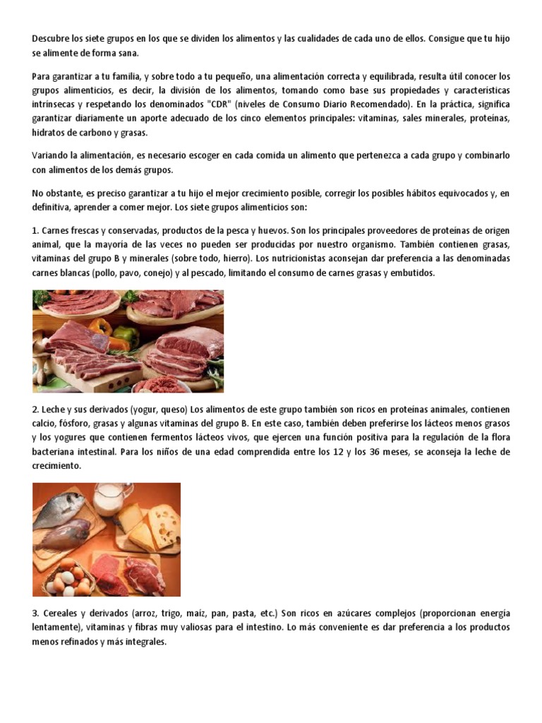 Grupos Alimenticios | PDF | Nutrientes | Alimentos