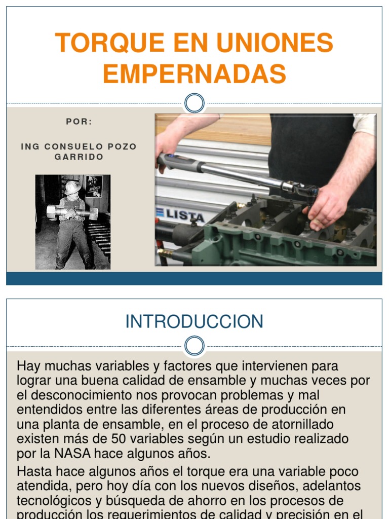 Torque en Uniones Empernadas | PDF | Tornillo | Fricción