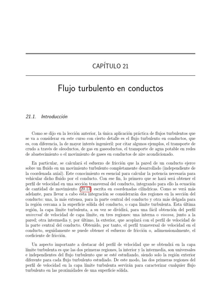 20 Flujo Turbulento en Conductos | PDF | Viscosidad | Movimiento (física)