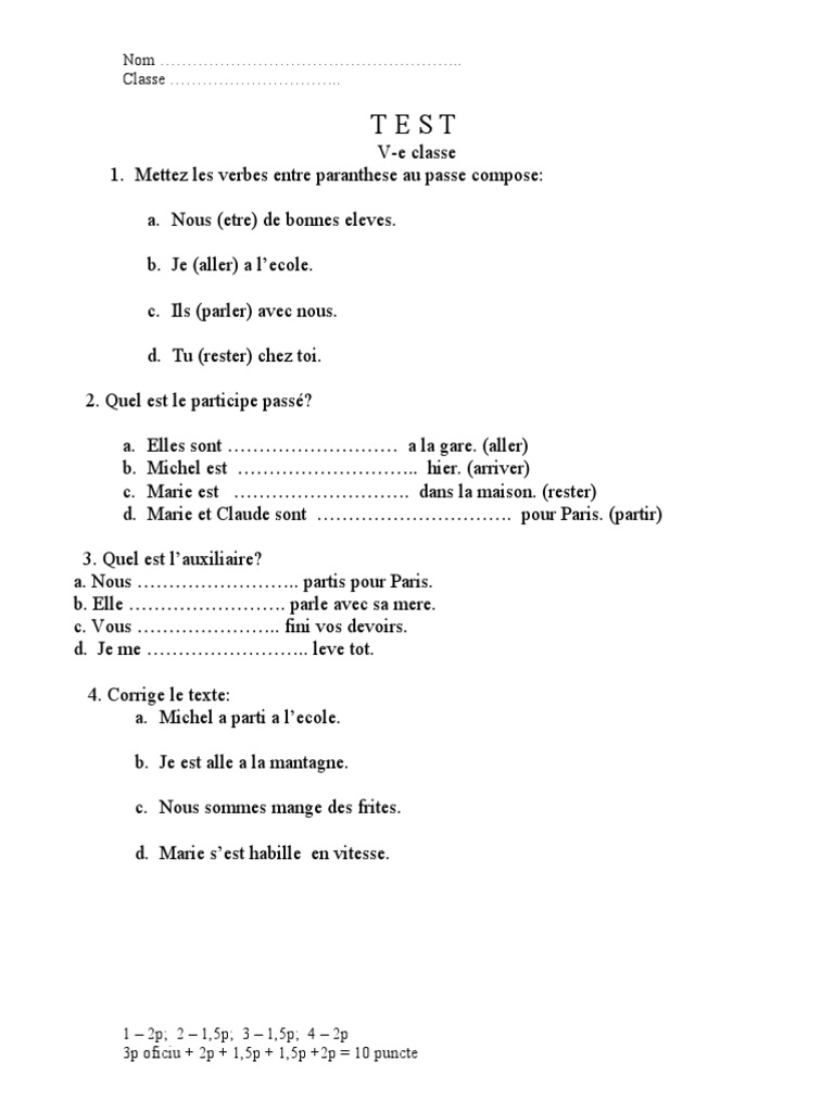 Test Passe Compose | PDF | Méthodes et références pédagogiques