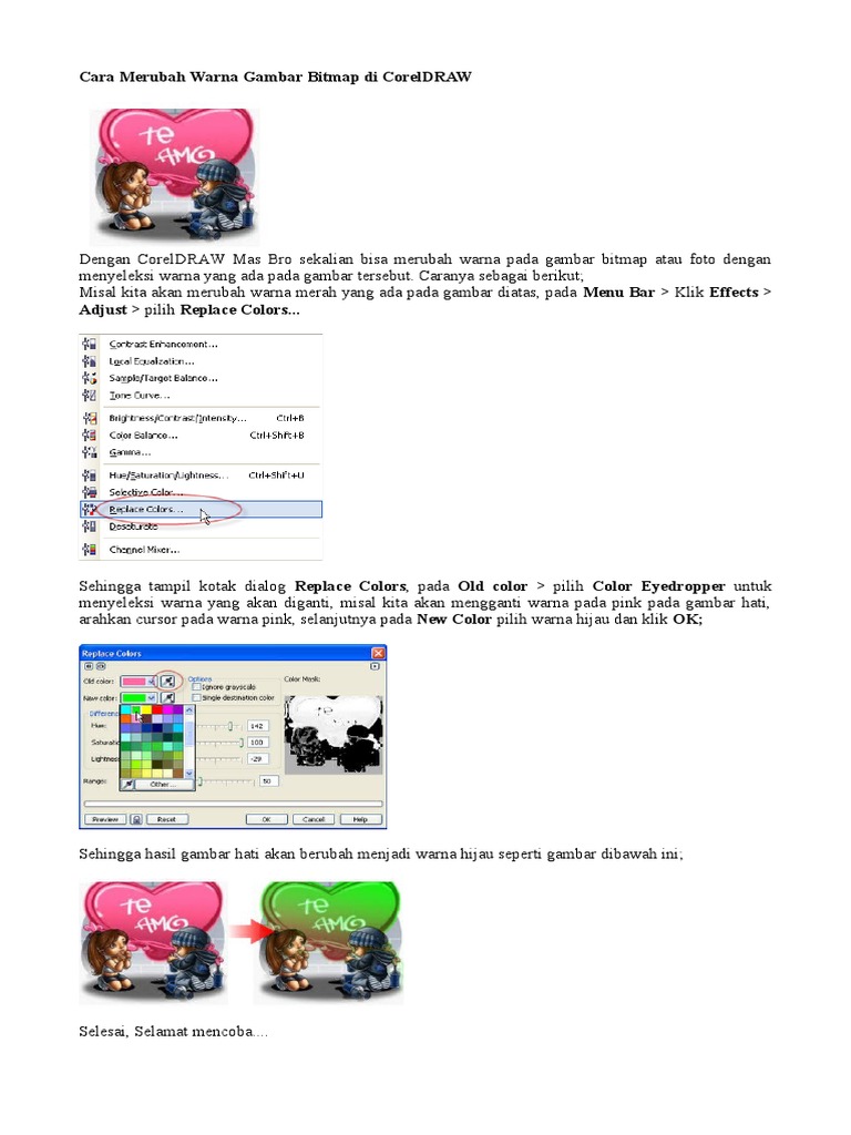 Cara Merubah Warna Gambar Bitmap Di CorelDRAW | PDF
