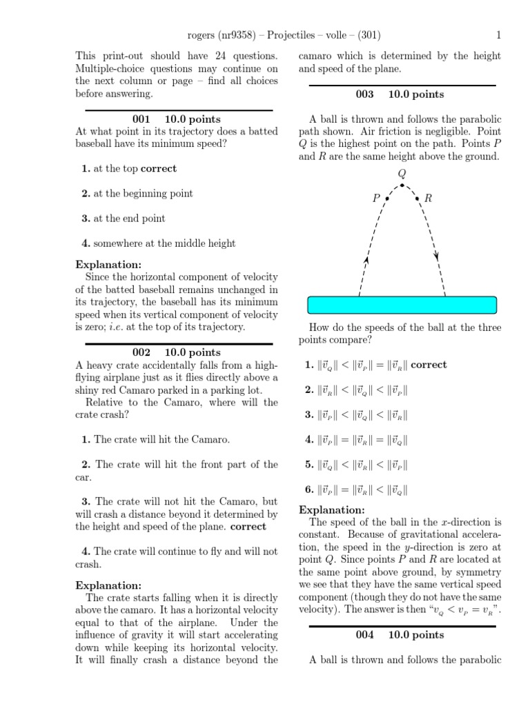 Projectiles Solutions | PDF | Trajectory | Trigonometric Functions