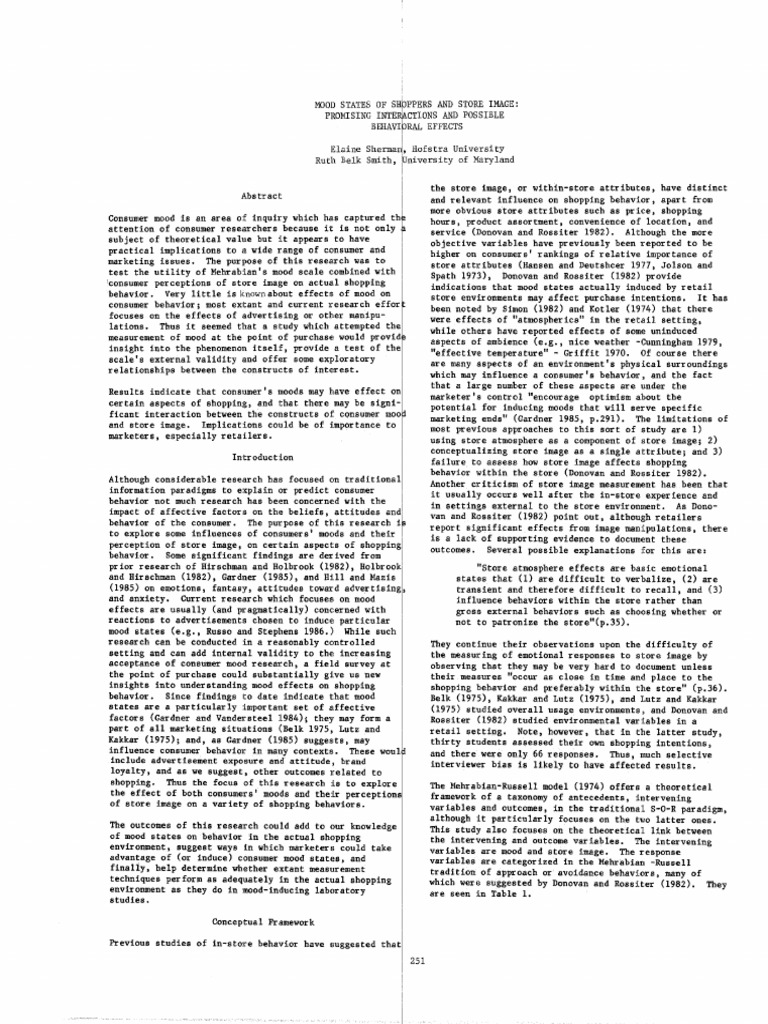 The Effects of Consumer Mood and Store Image on Shopping Behavior ...