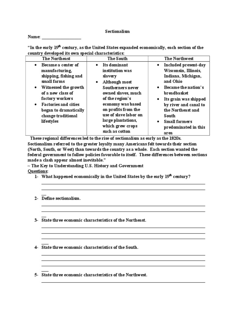 Sectionalism | Download Free PDF | North America | Politics Of The ...