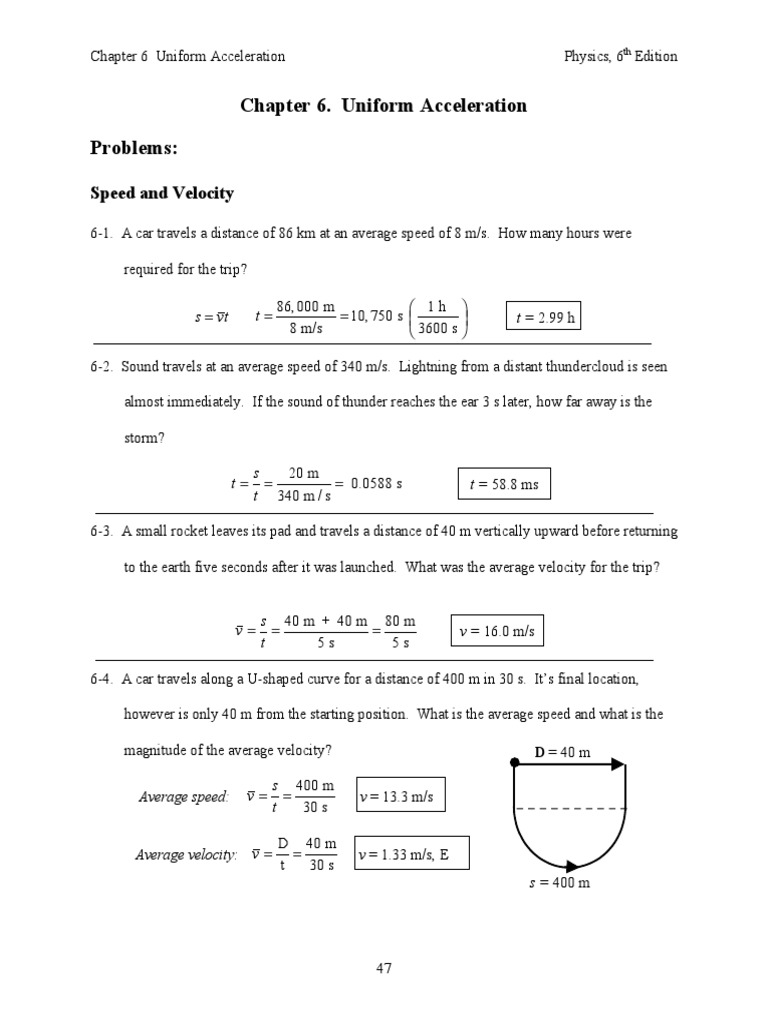 Chapter 6 Uniform Acceleration | Acceleration | Speed