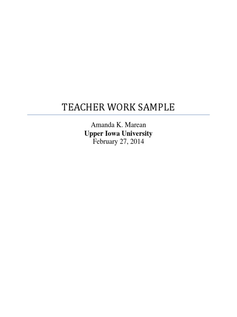 Teacher Work Sample: 1st Grade Math | PDF | Educational Assessment ...