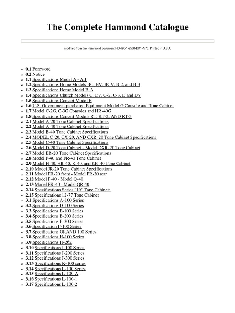 The Complete Hammond Catalogue | PDF | Loudspeaker | Musical Instruments