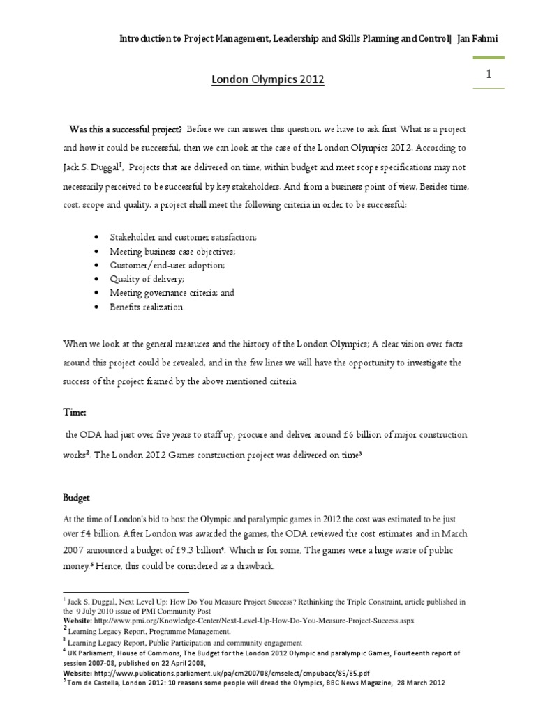 London 2012 Olympics Project Analysis | PDF | Olympic Games | Project ...