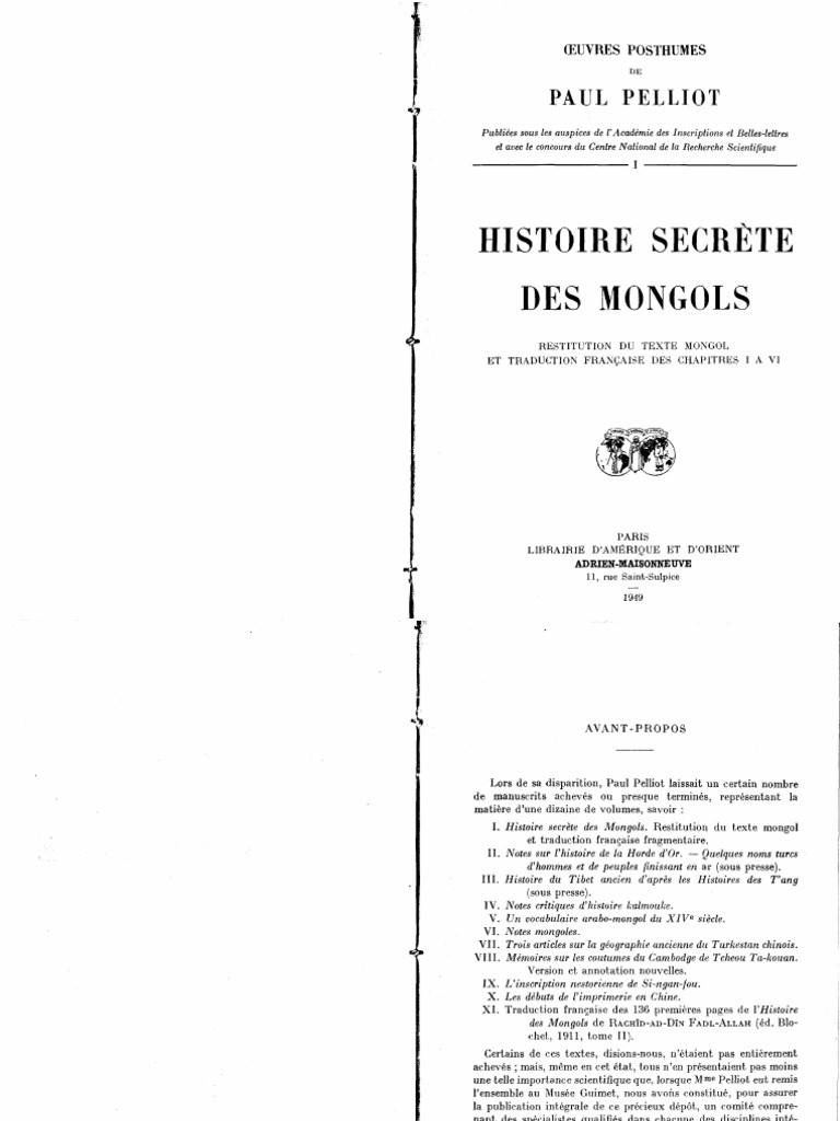 Secret History of The Mongols | PDF